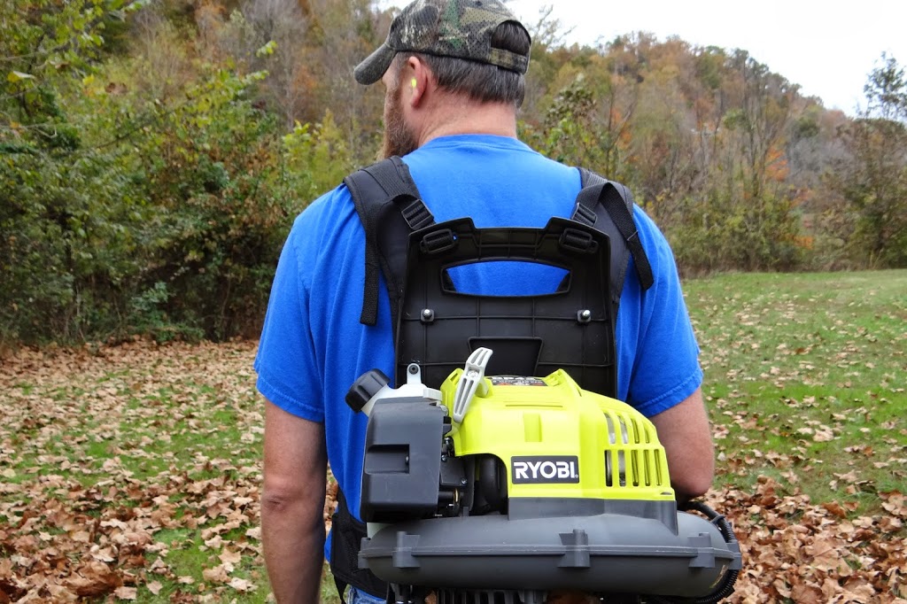 Backyard Cleanup Made Easy with RYOBI 2-Cycle Backback Blower Rural Mom